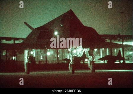 As seen through a night vision lens, a 37th Tactical Fighter Wing (37th ...