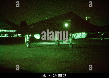 As seen through a night vision lens, a 37th Tactical Fighter Wing (37th ...