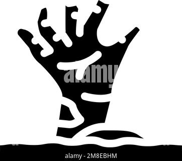 hand dead zombie glyph icon vector illustration Stock Vector Image ...