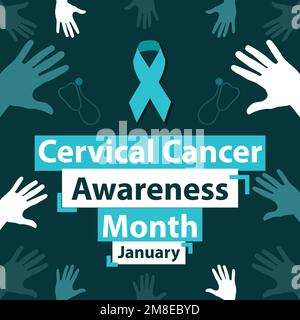 January is Cervical Cancer Awareness Month Background Illustration ...