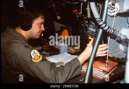 The navigator, of the KC-135 Stratotanker aircraft from the 93rd Air ...