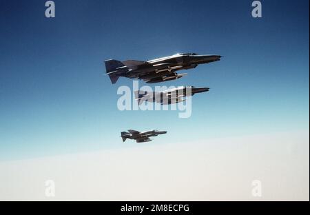 A 35th Tactical Fighter Wing F-4G Phantom II aircraft approaches the ...