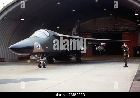 A GBU-15 modular glide bomb mounted on the wing pylon of a 3rd Tactical ...