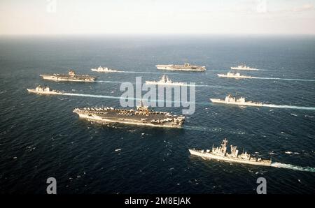 Ten ships of Task Force 155 gather during Operation Desert Storm. They ...