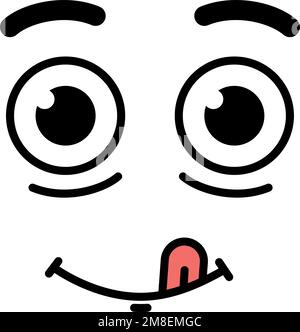 Yum yum smile emoji label with tongue lick mouth. Yummy Design doodle ...