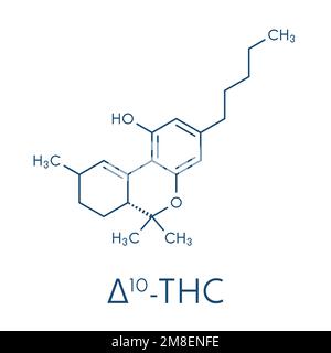 Delta-10-tetrahydrocannabinol (D10-THC) molecule. Isomer of Delta-9-THC ...