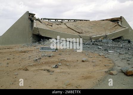 A view of a munitions bunker at Al-Salman Air Base destroyed by Allied ...