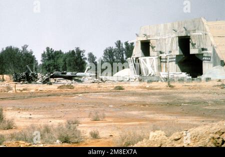A helicopter destroyed during Operation Desert Storm.. Subject ...