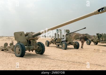 A front view of an Iraqi S-60 57mm automatic anti-aircraft gun captured ...