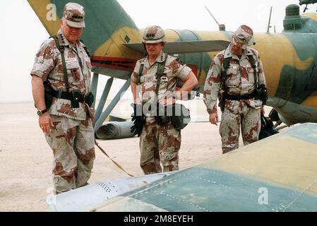 A captured Iraqi MIL Mi-24 helicopter stands at an 82nd Airborne ...