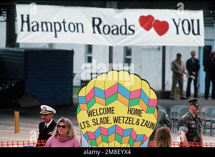 Well-wishers welcome LT. Jeffrey Zaun, LT. Lawrence Slade, and LT ...