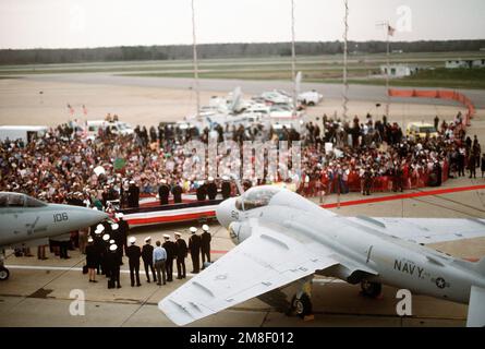 A crowd of well-wishers welcomes LT. Jeffrey Zaun, LT. Lawrence Slade ...