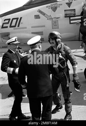 CMDR. Robert E. Davis, commanding officer of Fighter Squadron 32 (VF-32 ...