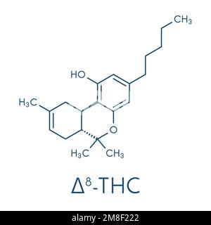 Delta-8-tetrahydrocannabinol (D8-THC) molecule. Isomer of Delta-9-THC ...