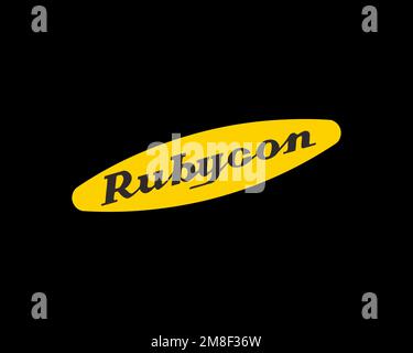 Rubycon Corporation, Rotated Logo, Black Background B Stock Photo - Alamy
