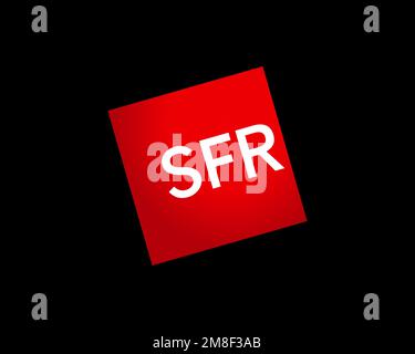 SFR, rotated logo, black background B Stock Photo - Alamy