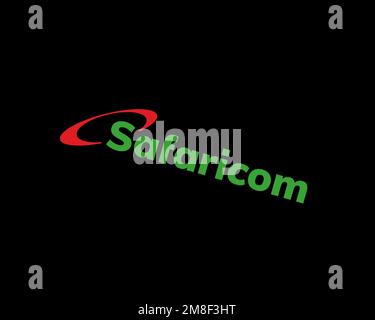 Safaricom, rotated logo, black background Stock Photo - Alamy