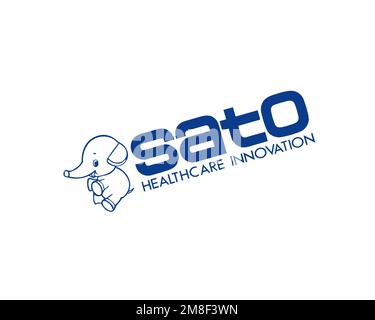 Sato Pharmaceutical, rotated logo, white background B Stock Photo - Alamy