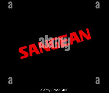 Sangean, rotated logo, black background B Stock Photo - Alamy