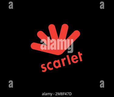 Scarlet company, rotated logo, black background B Stock Photo - Alamy
