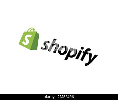 Shopify, rotated logo, white background Stock Photo - Alamy