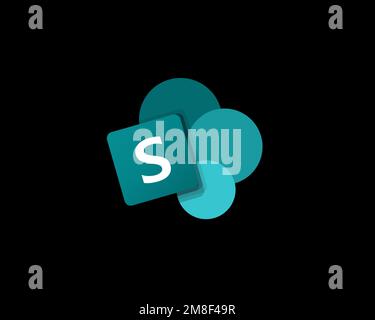 SharePoint, rotated logo, black background B Stock Photo - Alamy