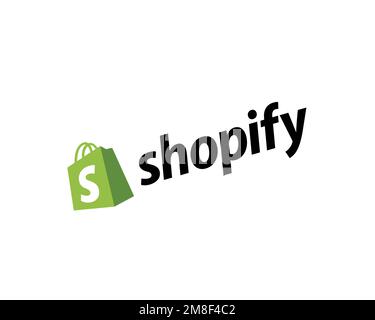 Shopify, rotated logo, white background B Stock Photo - Alamy