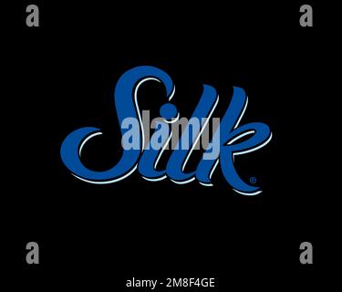 Silk brand, rotated logo, black background Stock Photo - Alamy