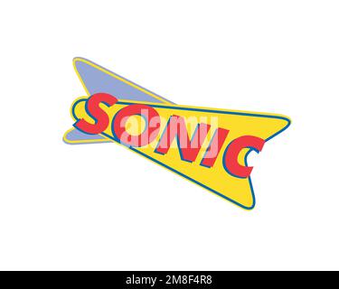 Sonic Drive In, Rotated Logo, Black Background Stock Photo - Alamy