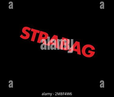 Strabag, rotated logo, black background Stock Photo - Alamy
