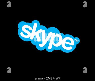 Skype Technologies, rotated logo, black background Stock Photo - Alamy