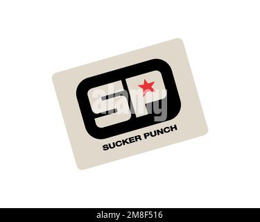 Sucker Punch Productions, Rotated Logo, Black Background Stock Photo ...
