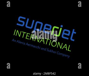 SuperJet International, rotated logo, black background Stock Photo - Alamy