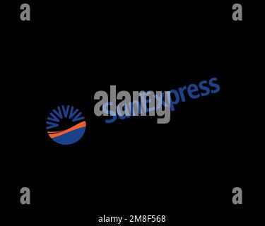SunExpress, rotated logo, black background B Stock Photo - Alamy