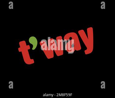 T'way Air, rotated logo, black background B Stock Photo - Alamy
