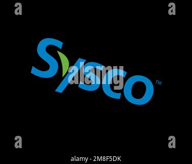Sysco, rotated logo, black background Stock Photo - Alamy