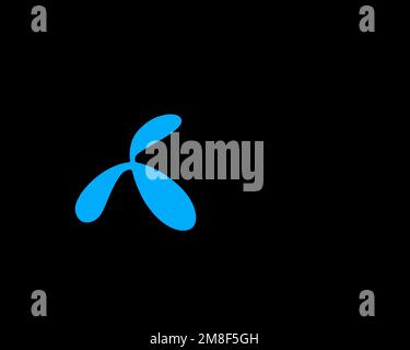Telenor Sverige, rotated logo, black background B Stock Photo - Alamy