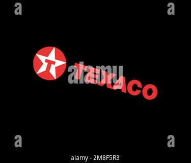 Texaco, rotated logo, black background Stock Photo - Alamy