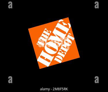 The Home Depot, rotated, black background, logo, brand name Stock Photo ...