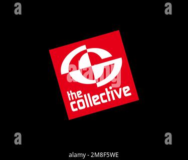 The Collective company, rotated logo, black background B Stock Photo ...