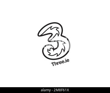 Three Ireland, rotated logo, white background B Stock Photo - Alamy
