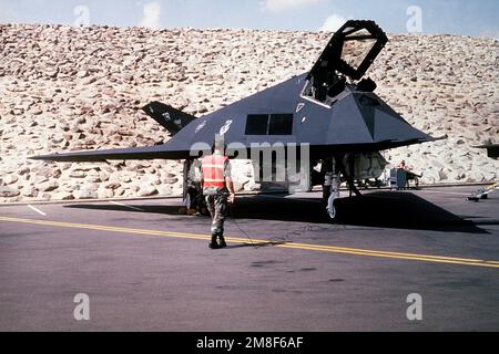 Pilot MAJ. Joe Bowley of the 37th Tactical Fighter Wing sits in the ...
