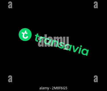 Transavia France, rotated logo, black background Stock Photo - Alamy