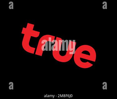 True Corporation, rotated logo, black background Stock Photo - Alamy