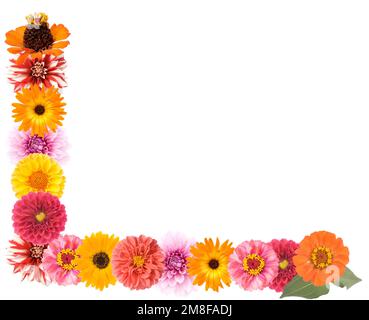 Different colors right-angled flower border isolated on white Stock ...