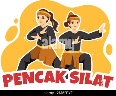 pencak silat vector illustration from indonesia with chibi cartoon ...