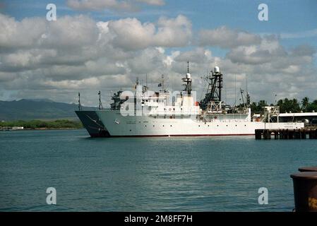 The ocean surveillance ship USNS TENACIOUS (T-AGOS-17), foreground, and ...