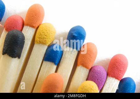 matches of different colors on wood Stock Photo - Alamy