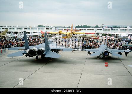 Spectators crowd around a 4th Tactical Fighter Wing F-15E Eagle ...