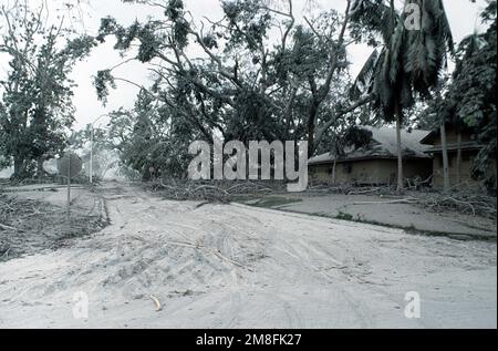Clark air base covered in ash after the eruption of Mount Pinatubo ...
